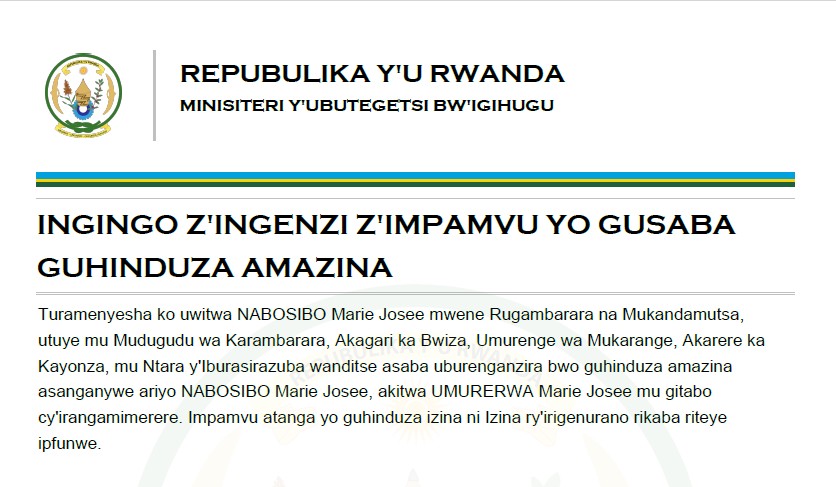 KUMENYESHA IMPAMVU ZO GUSABA GUHINDUZA AMAZINA NABOSIBO RIGASIMBUZWA ...